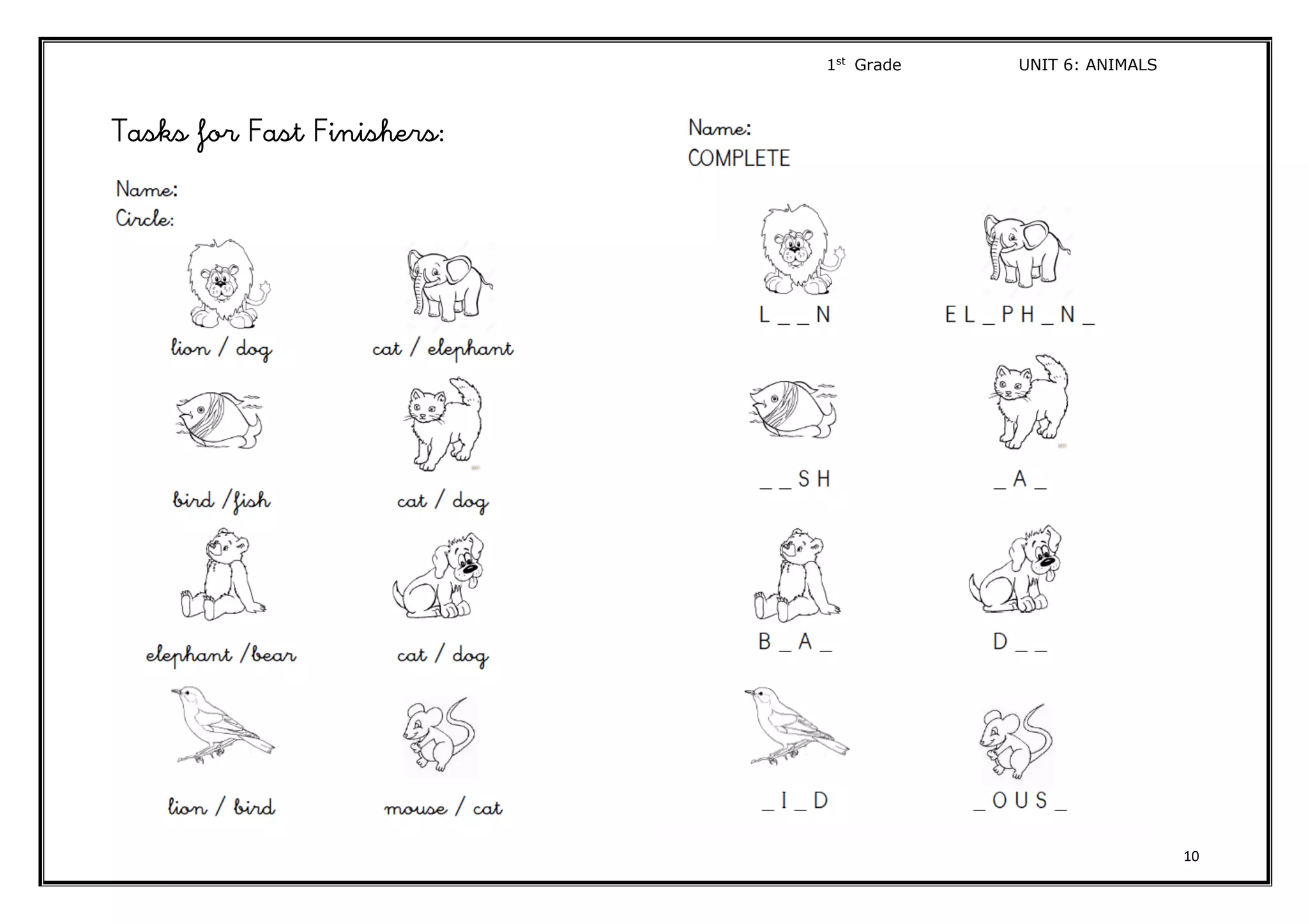 1st grade UNIT 6 | PDF
