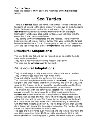 Animals and adaptation | PDF