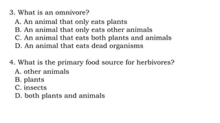 Classification of animals based on the food they eat | PPTX