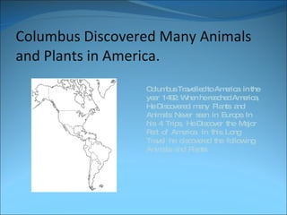 Animals And Plants Discovered By Columbus In America | PPS
