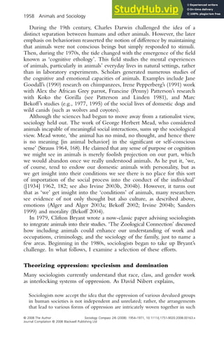 Animals And Sociology | PDF