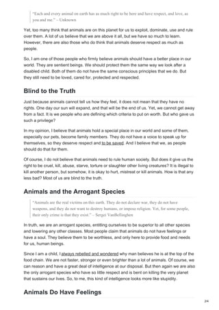 Animals deserve respect as much as people | PDF