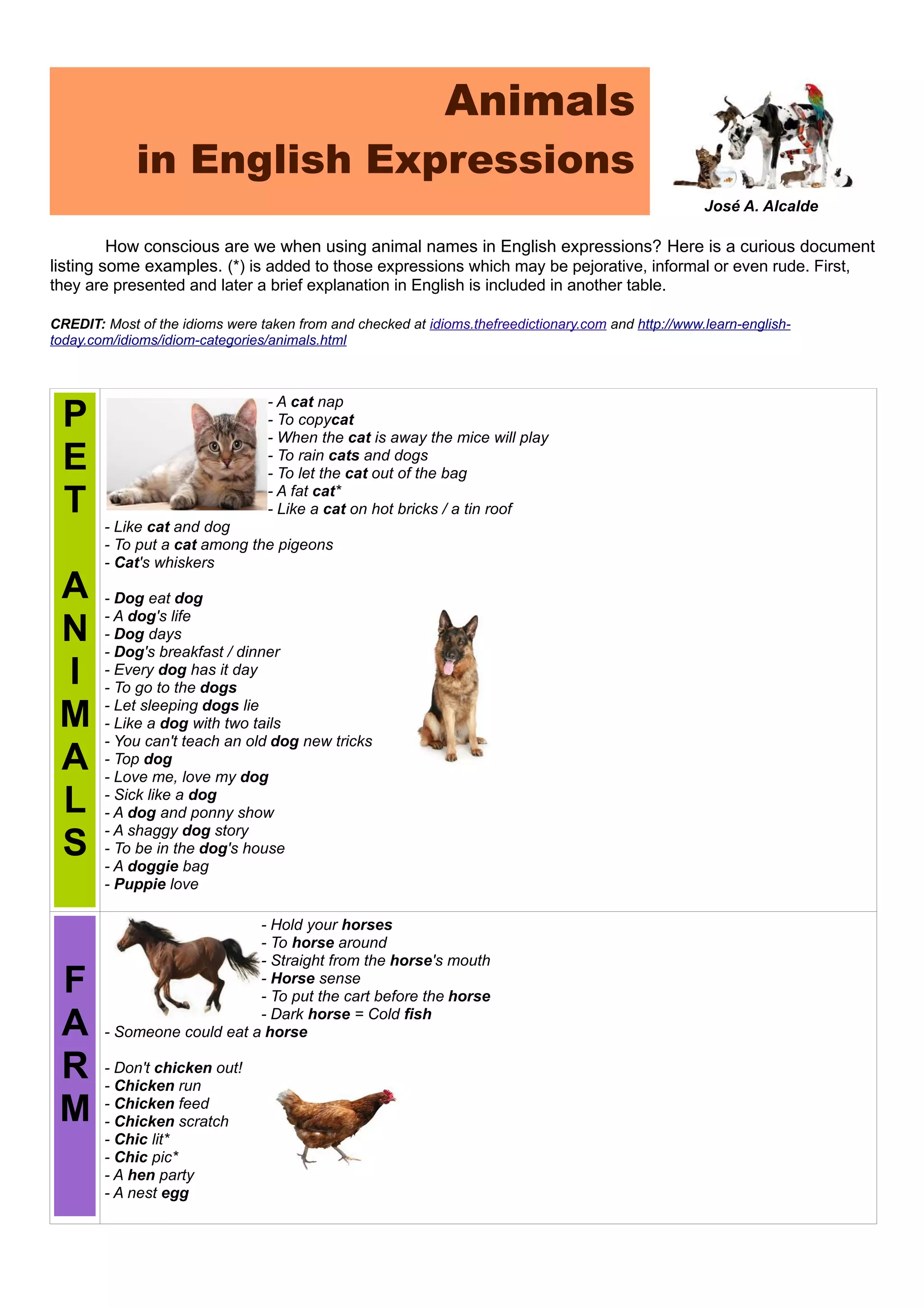 English Expressions with Animals | PDF
