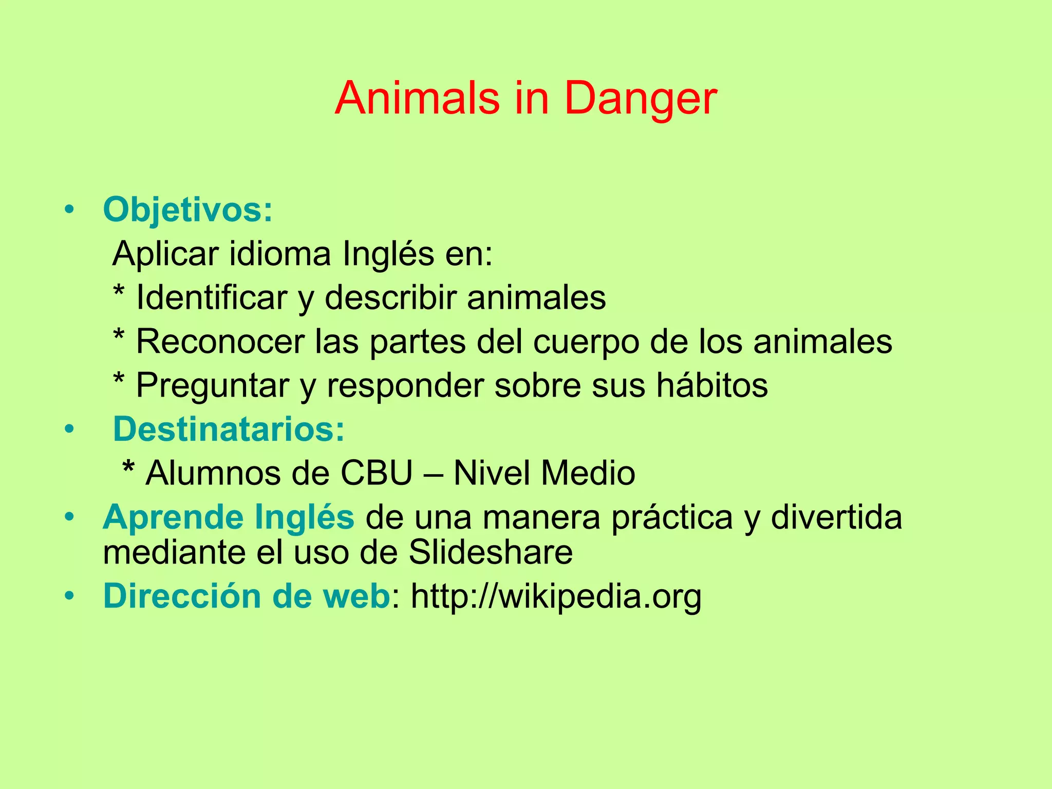 Animals In Danger | PPT