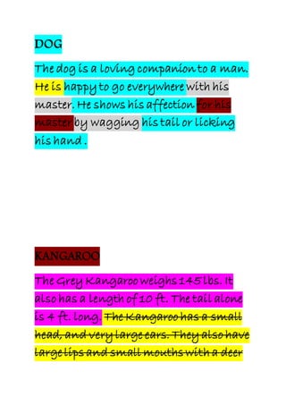 Animals information | DOCX