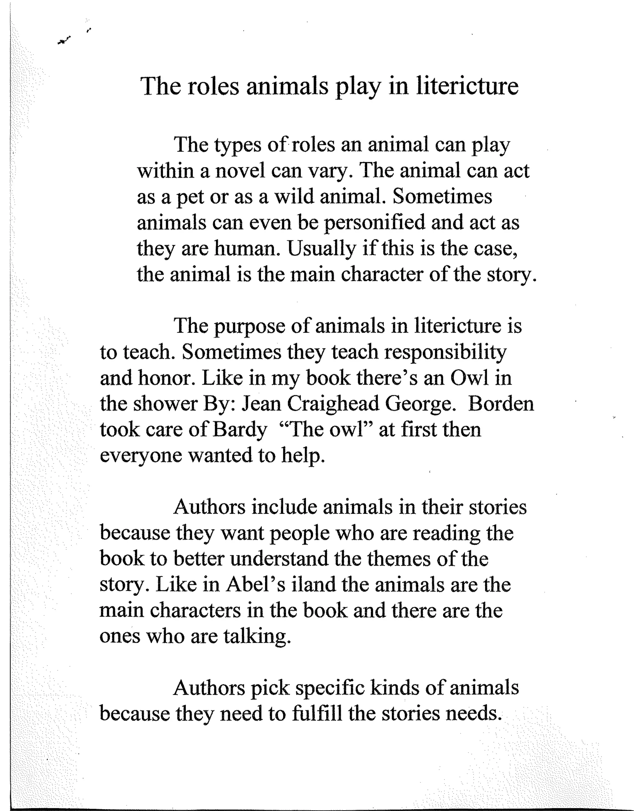 Animals In Literature | PDF