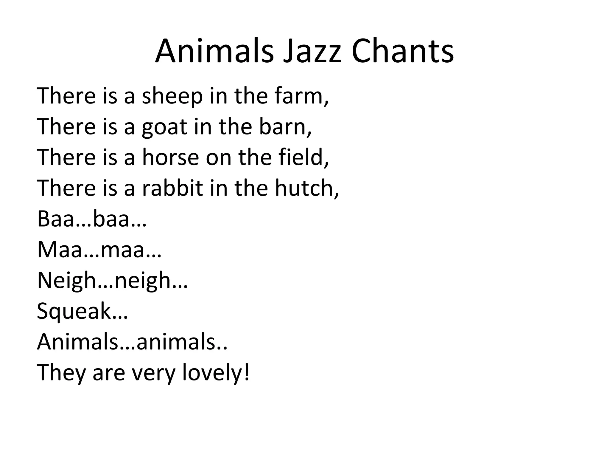 Animals jazz chants | PPT