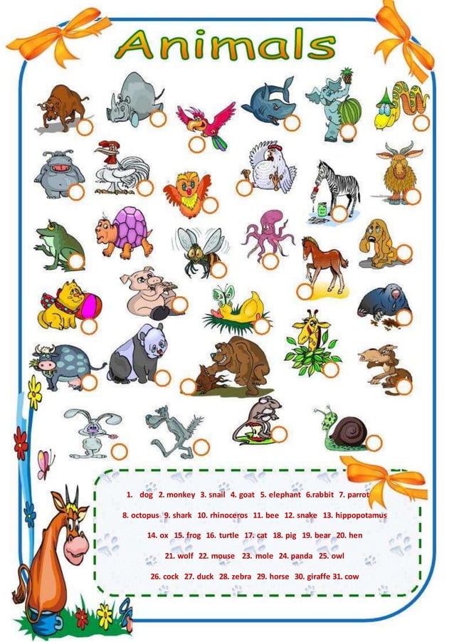 Animals Match (English Worksheet) | DOC