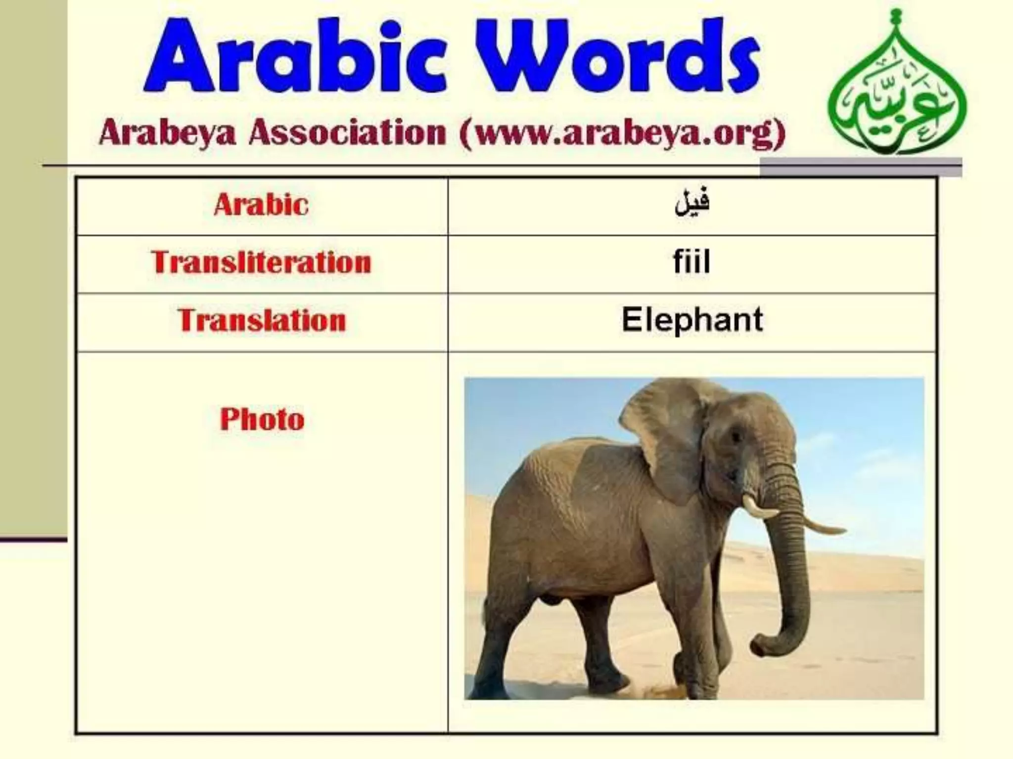 The name of animals in modern standard Arabic | PPSX