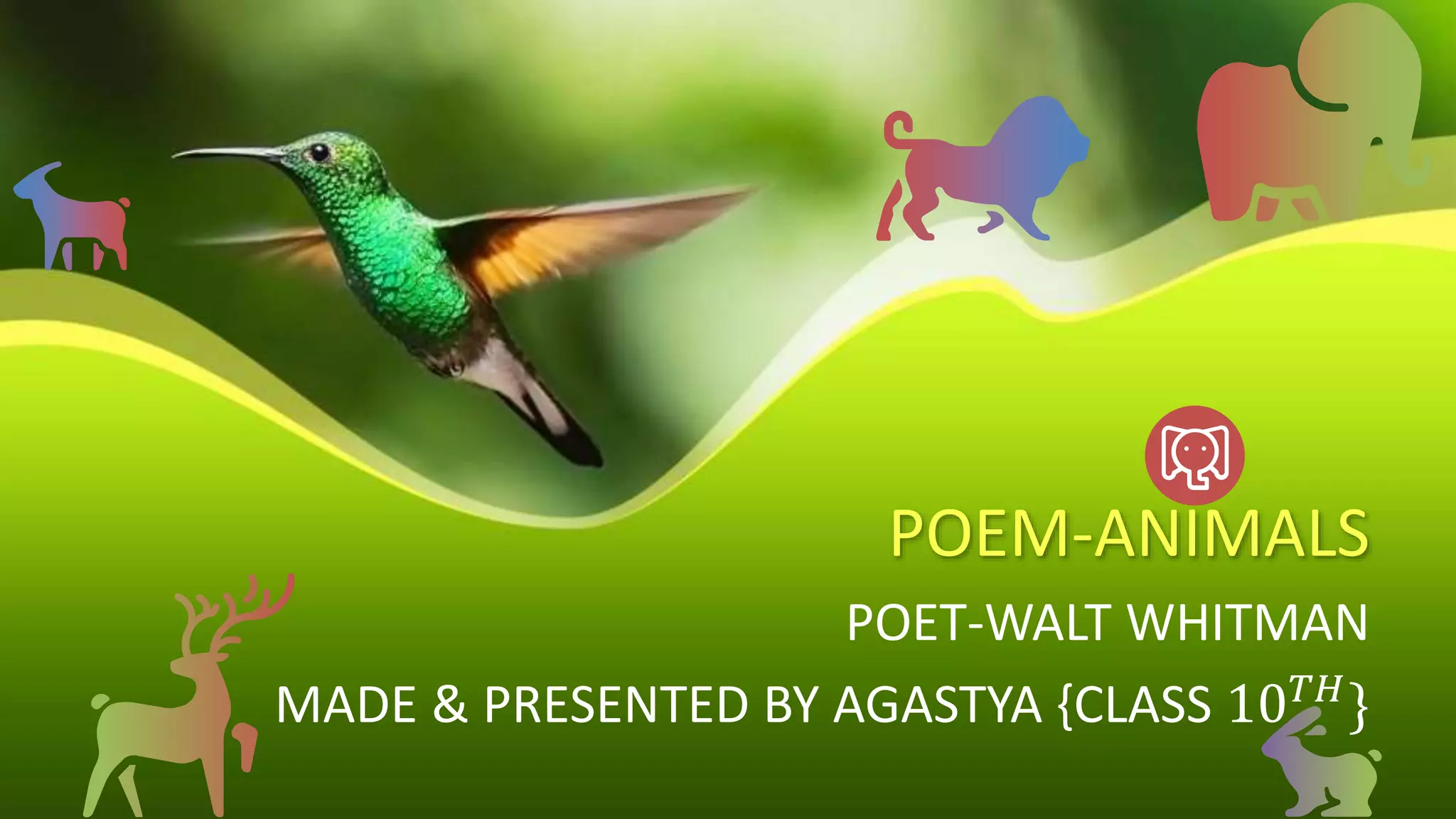 'Animals' poem of 'first flight' | PPTX