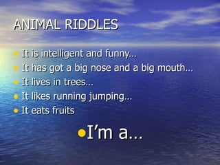 Animals riddles by ariadna and alex | PPT