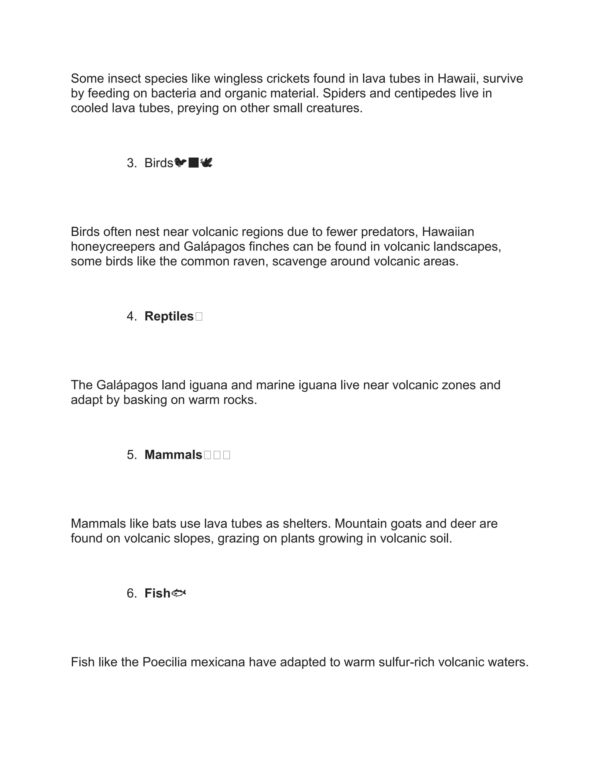 Animals Survive in Volcano adapting to extreme conditions | DOCX