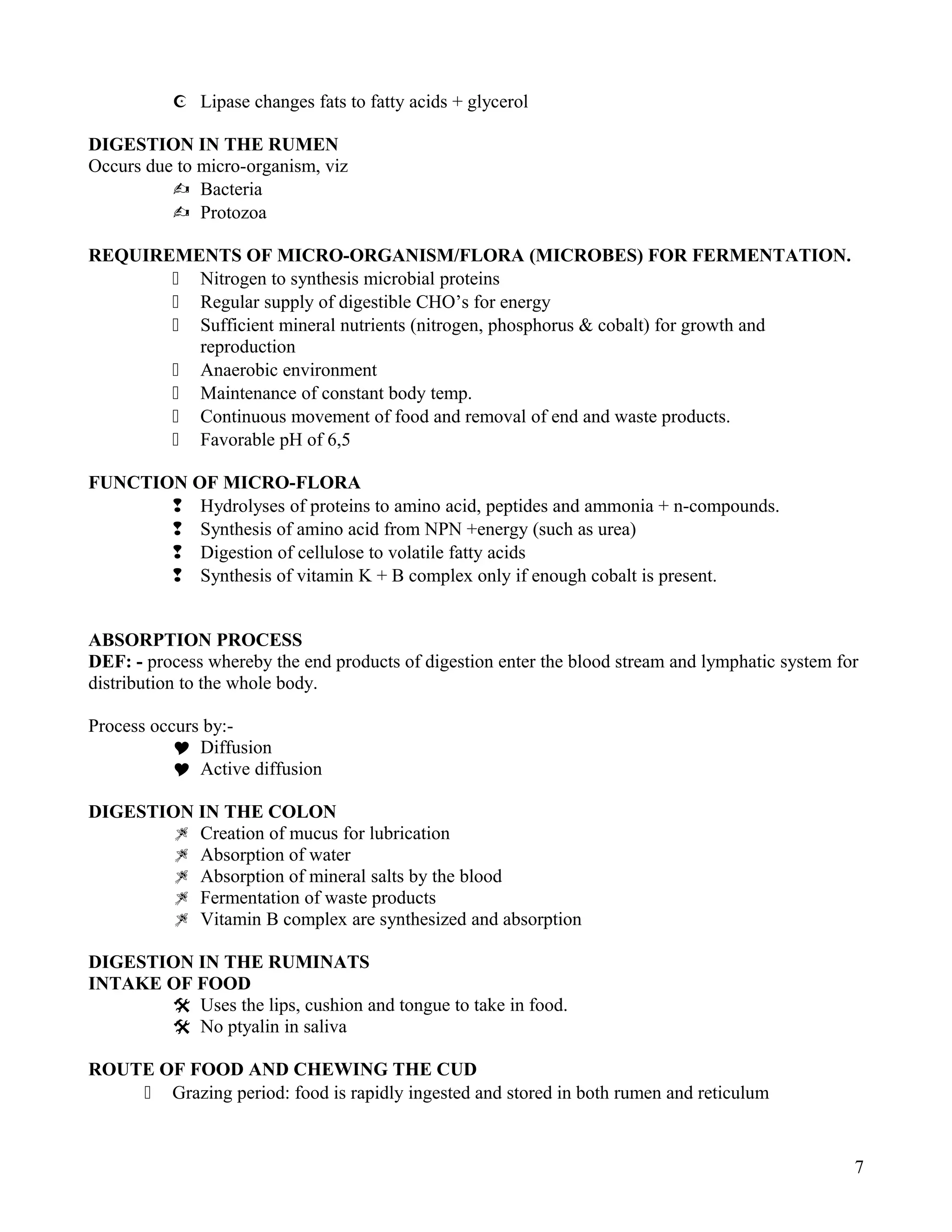 Grade 12 Agricultural Science Notes Animal nutrition | DOC