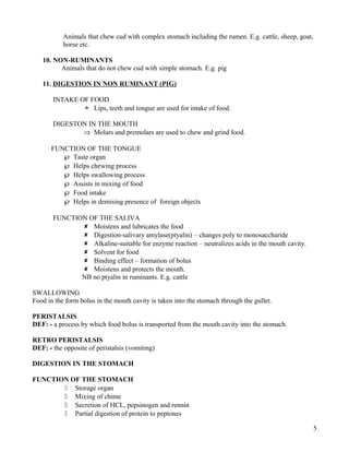 Grade 12 Agricultural Science Notes Animal nutrition | DOC
