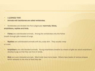 grade six science ANIMALS WITH BACKBONES.pptx