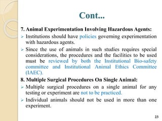 Animal Testing: Rationale for conducting studies, CPCSEA Guidelines | PPTX