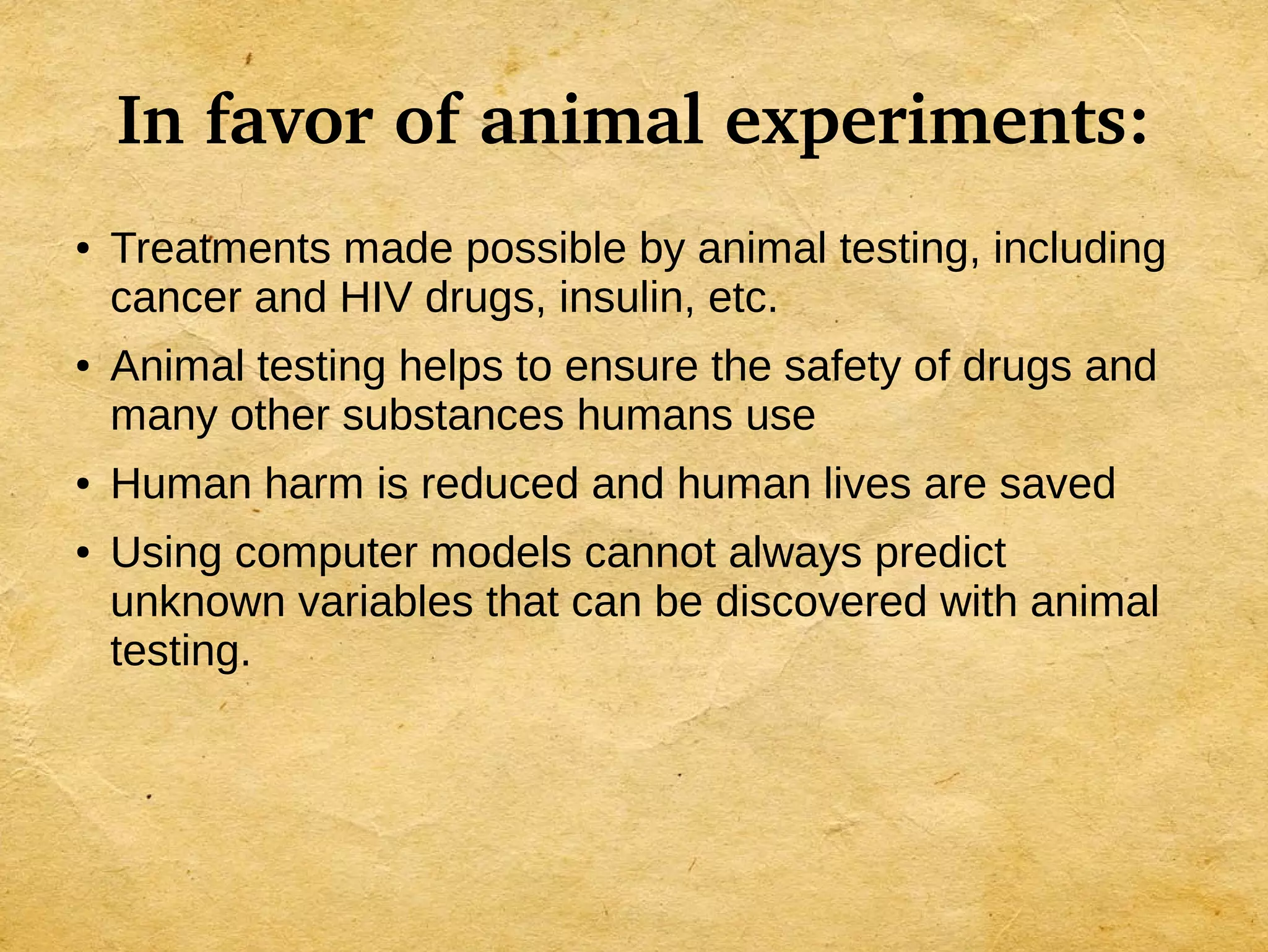 Animal testing for and against | ODP