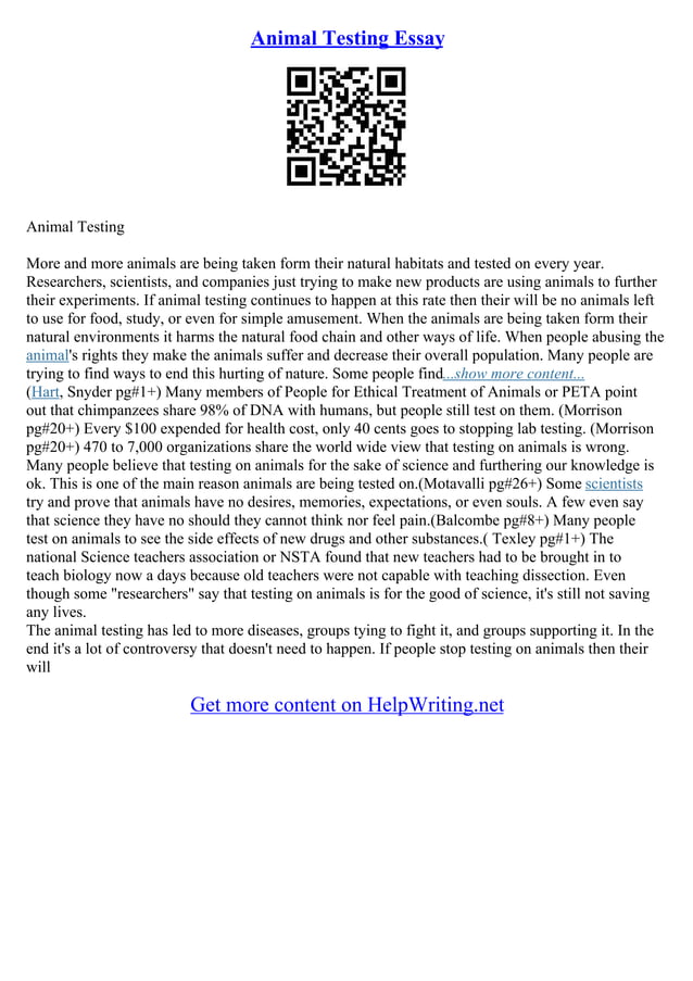 Animal Testing Essays | PDF