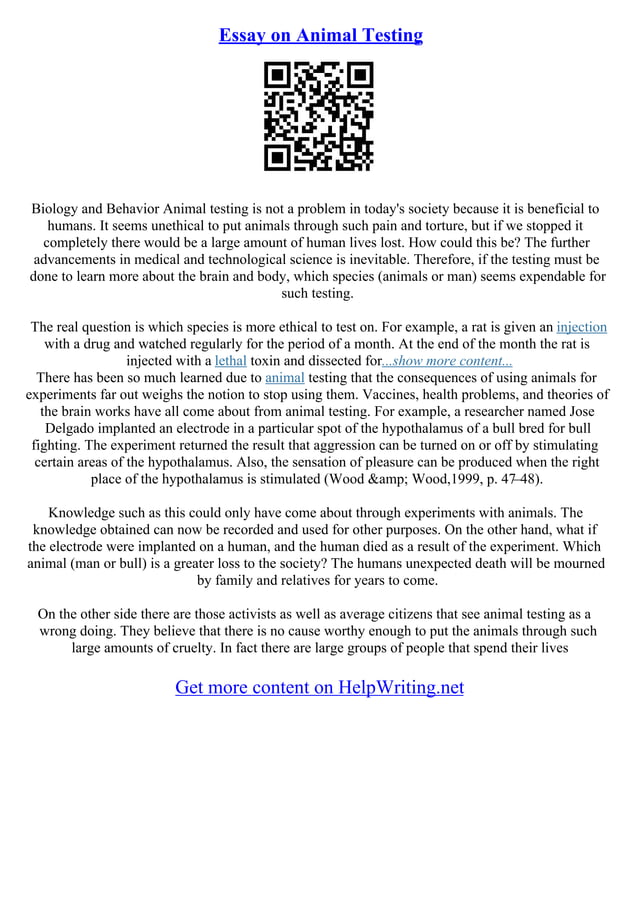 Animal Testing Essays | PDF