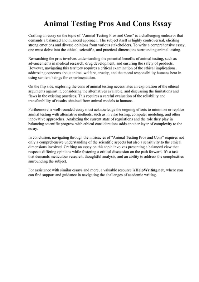Animal Testing Pros And Cons Essay | PDF | Fine Art