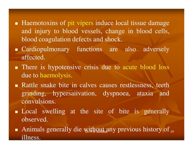 Animal toxins zootoxins and snake venom toxicity by Dr N B Shridhar | PDF