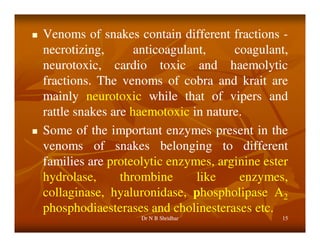 Animal toxins zootoxins and snake venom toxicity by Shridhar N B | PDF