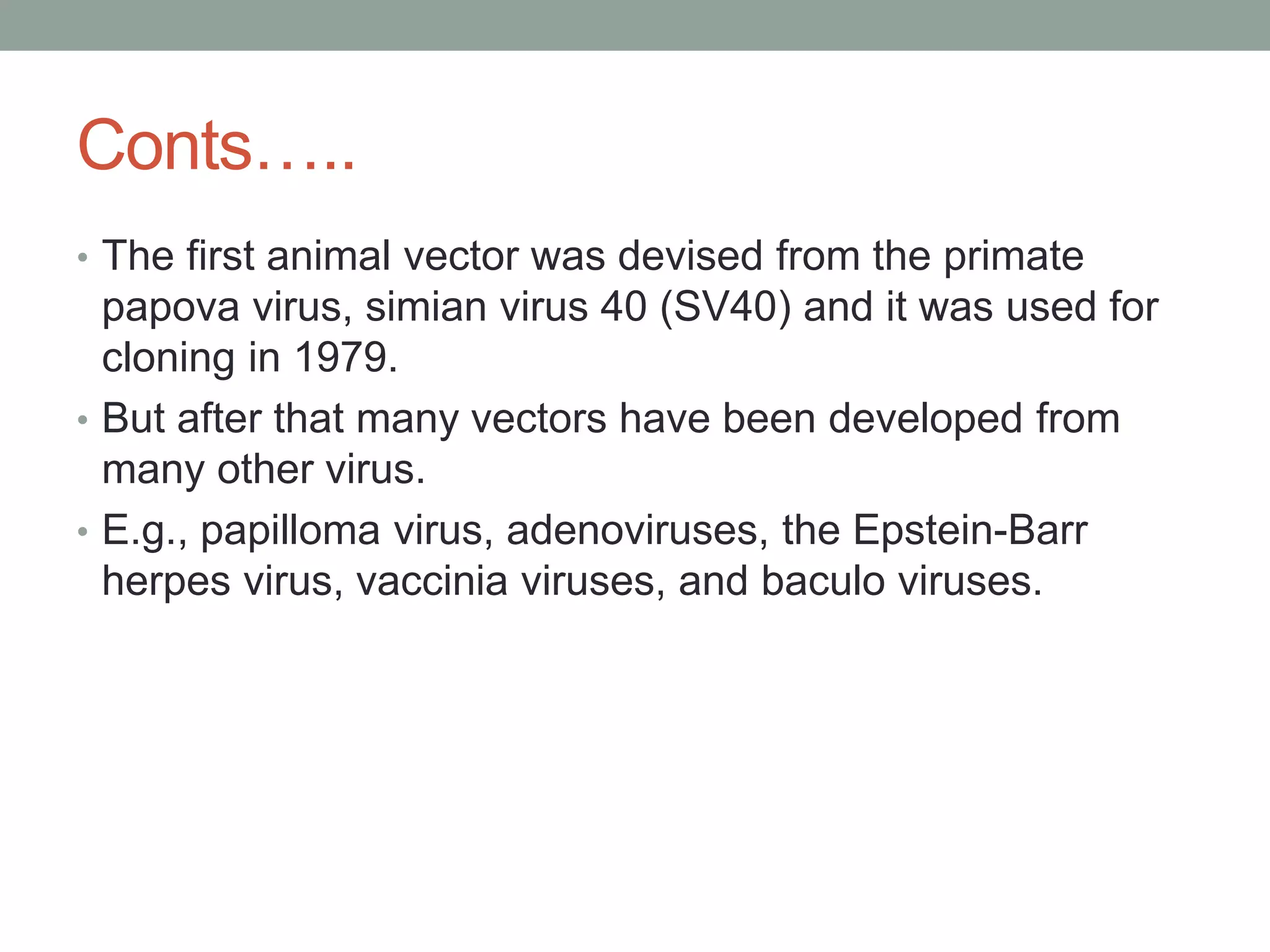 Animal viral based vectors | PPTX