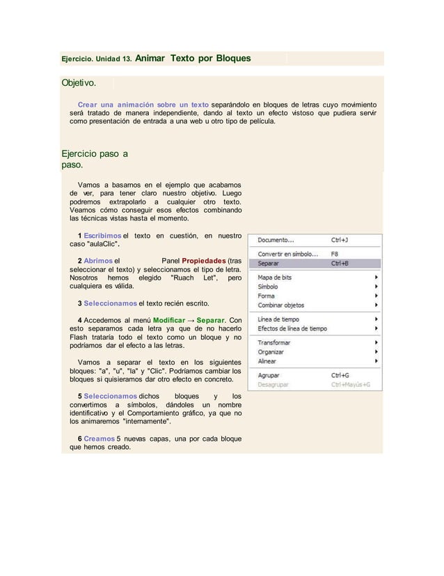 Animar el texto por bloques | DOCX
