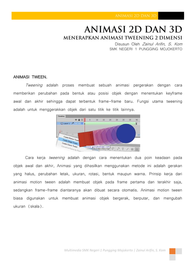 Animasi 2 d dan 3d menerapkan animasi tweening 2d | PDF