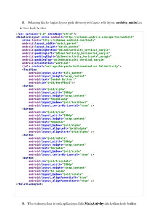 Belajar Android Studio Memberi Efek animasi pada Button | PDF
