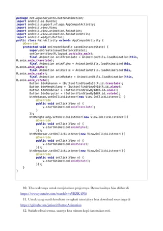Belajar Android Studio Memberi Efek animasi pada Button | PDF