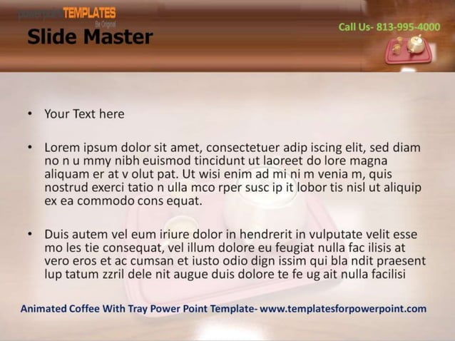 Animated Coffee With Tray Powerpoint Template | PPT
