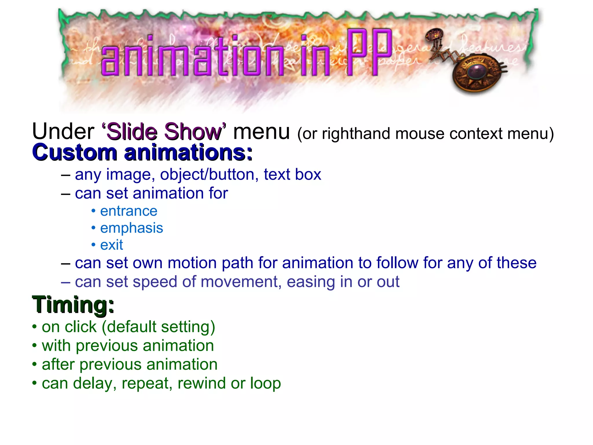 Animate pp1 | PPT | Computer Animation | Computer Software and Applications