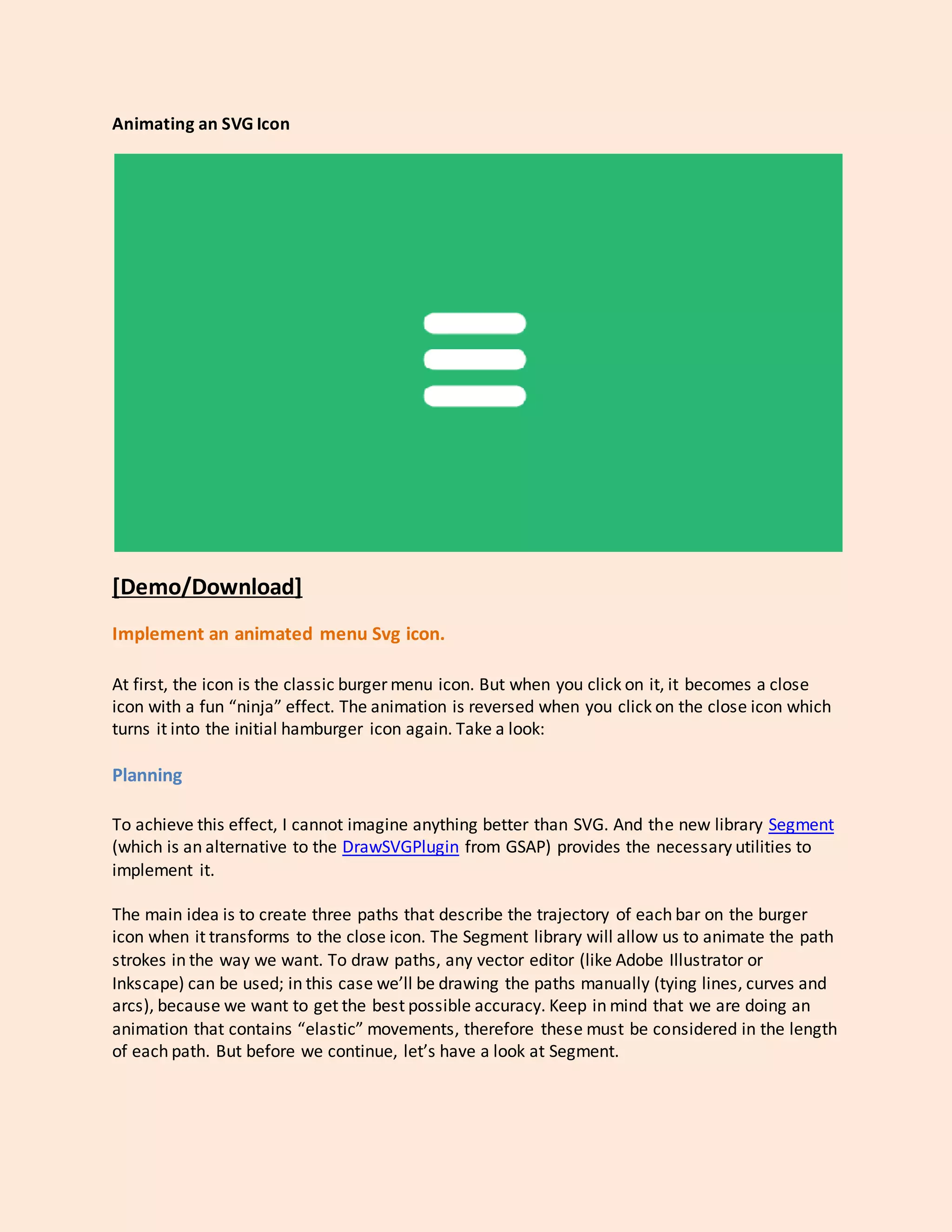 Animating an svg icon | DOCX | Web Development | Internet