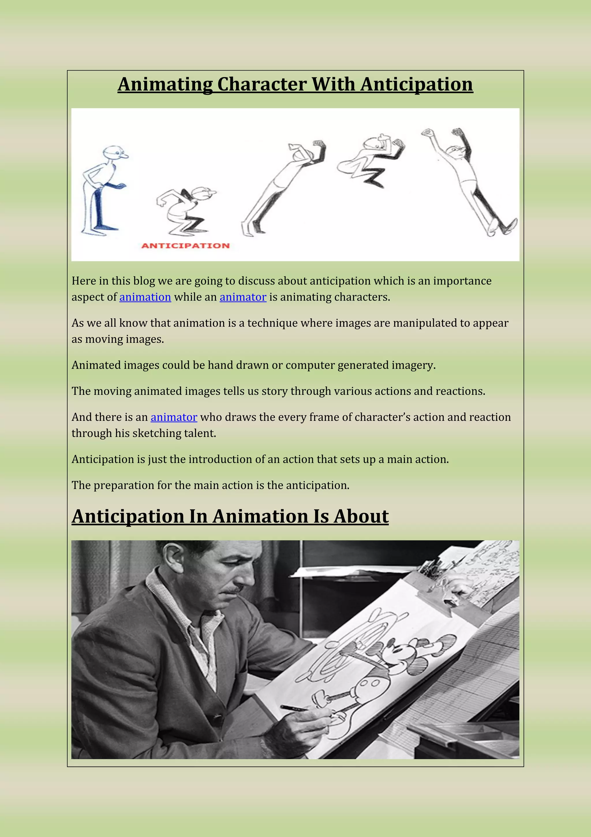 Animating Character With Anticipation | PDF