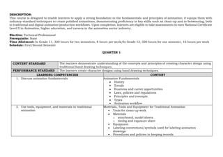 Comprehensive Senior High School Animation Curriculum for Grades 11 and ...
