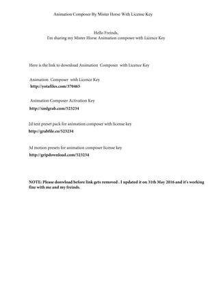 Animation composer by mister horse with license key | PDF