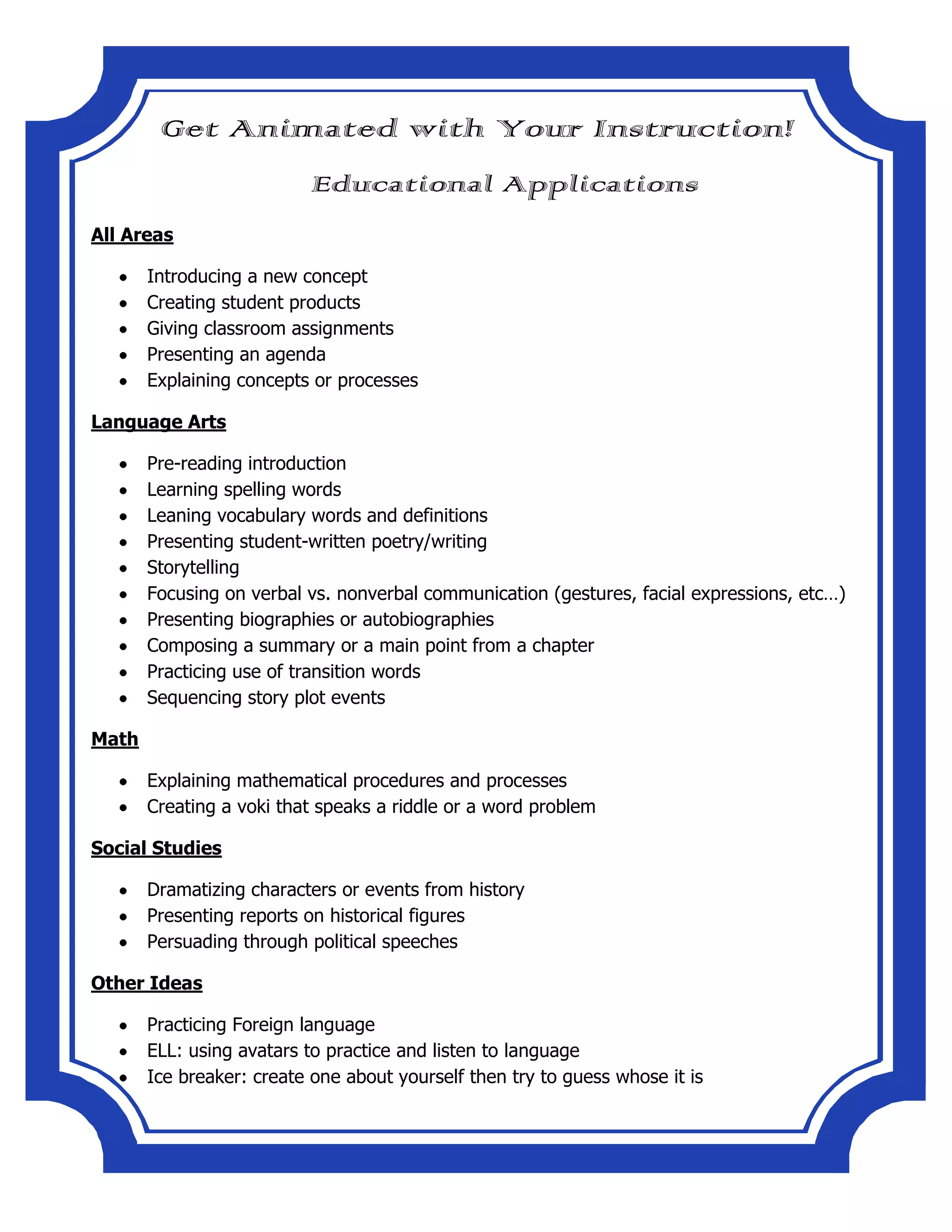 Animation education handout | DOCX | Computer Animation | Computer ...