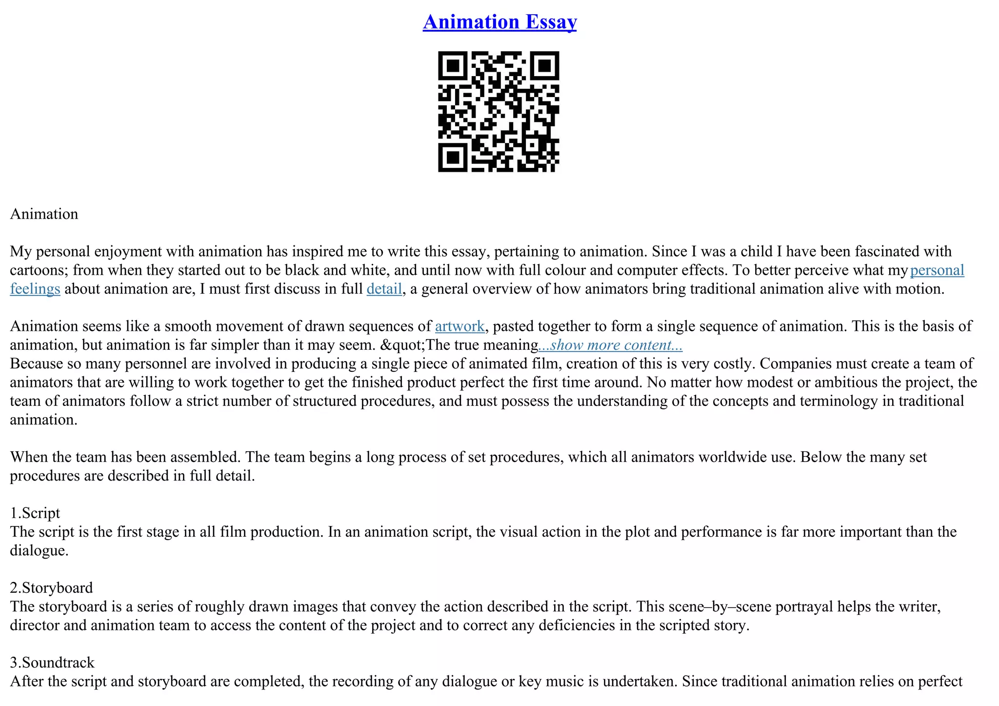 Animation Essay | PPT