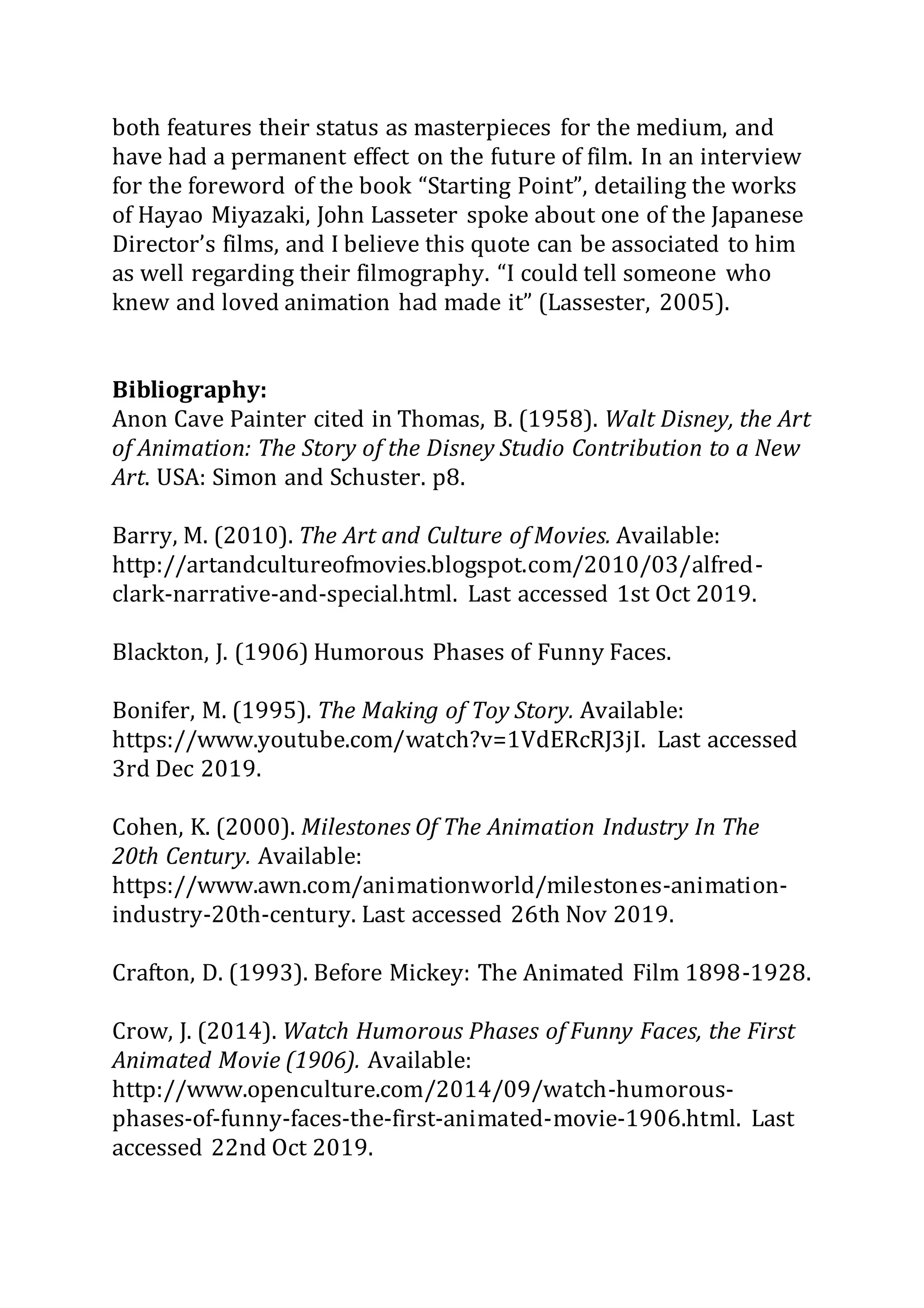 Animation Essay - Spirited Story | DOCX