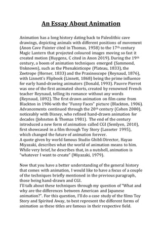 Animation Essay - Spirited Story | DOCX