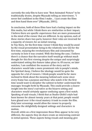 Animation Essay - Spirited Story | DOCX