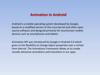 Animation in android | PPTX