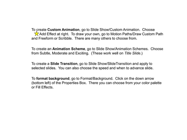 Animation instructions | PPT