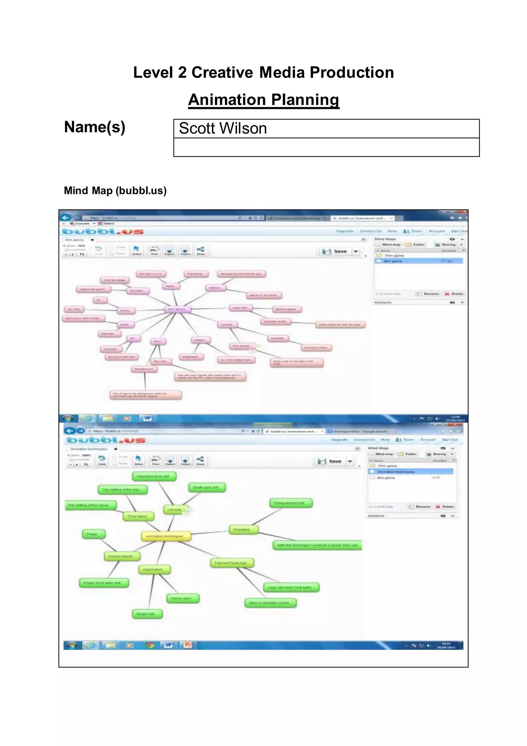 Animation planning document | DOCX
