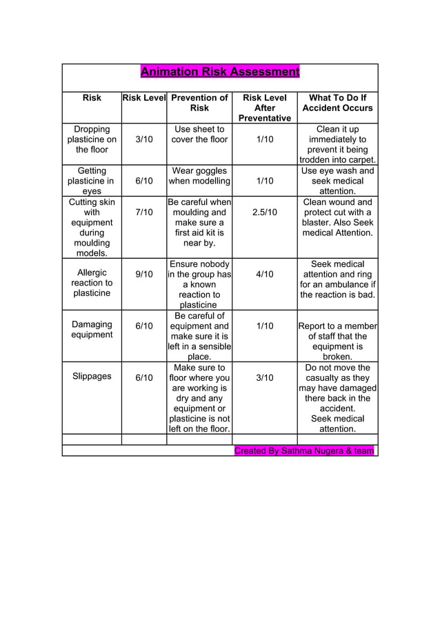 Animation risk assessment | PDF
