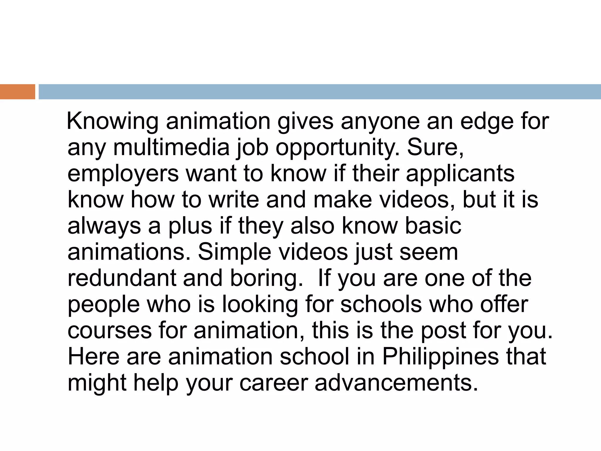 Animation schools in the philippines | PPTX