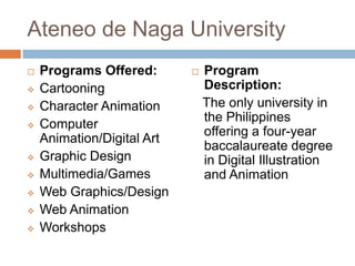 Animation schools in the philippines | PPTX
