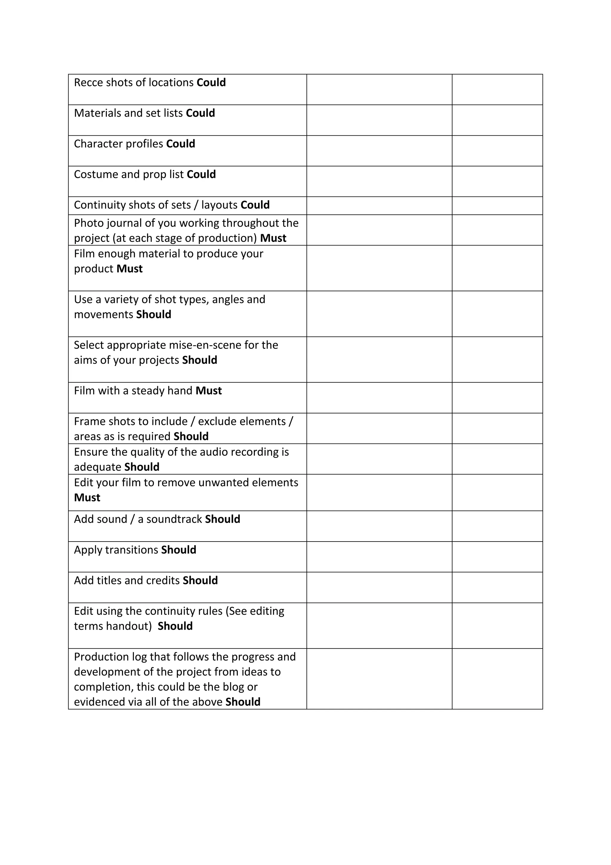 Animation self assessment feedback | DOCX