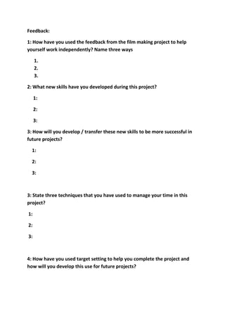 Animation self assessment feedback | DOCX